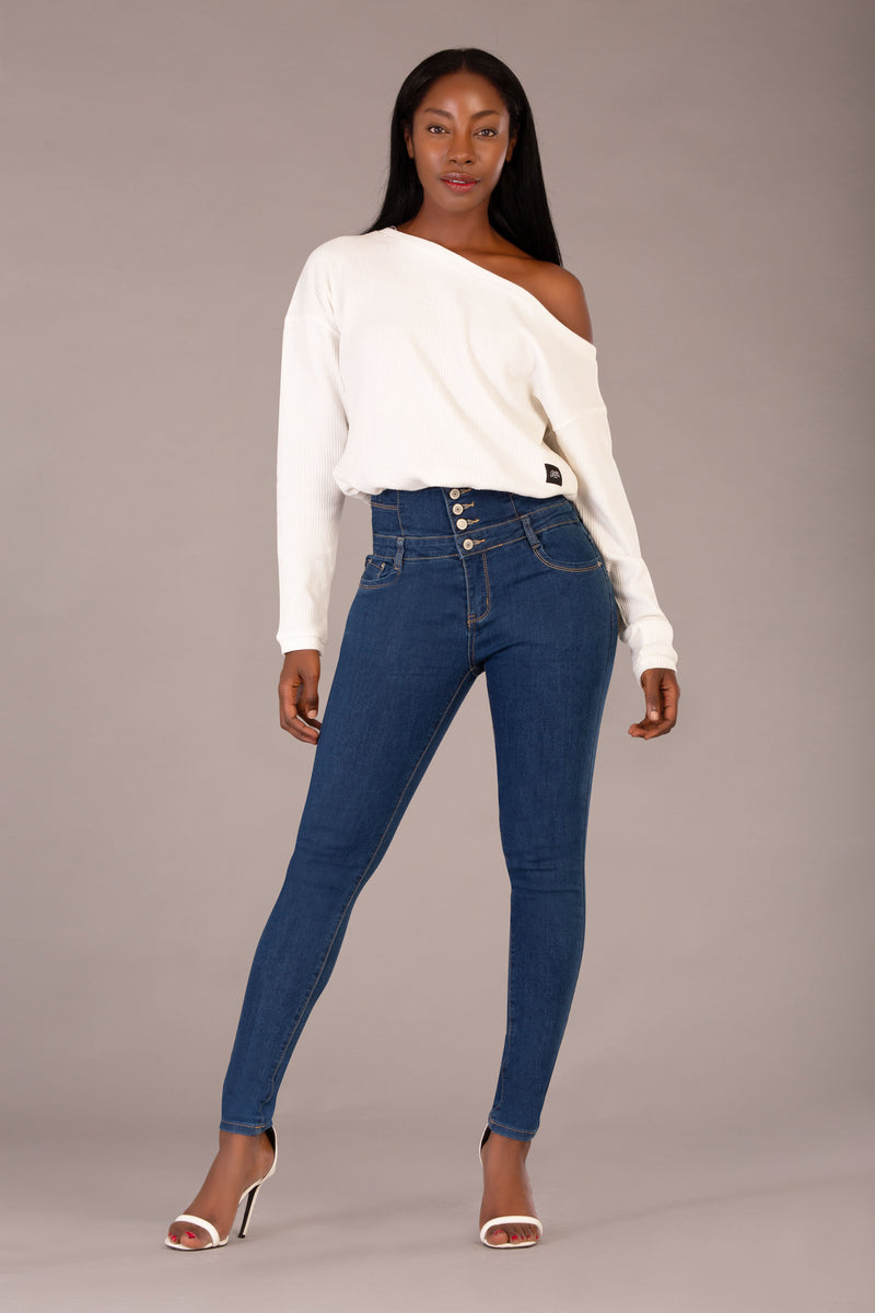 BellaFit Classic Blue High-Waist Skinny Jeans – Luxe Comfort & Style ...